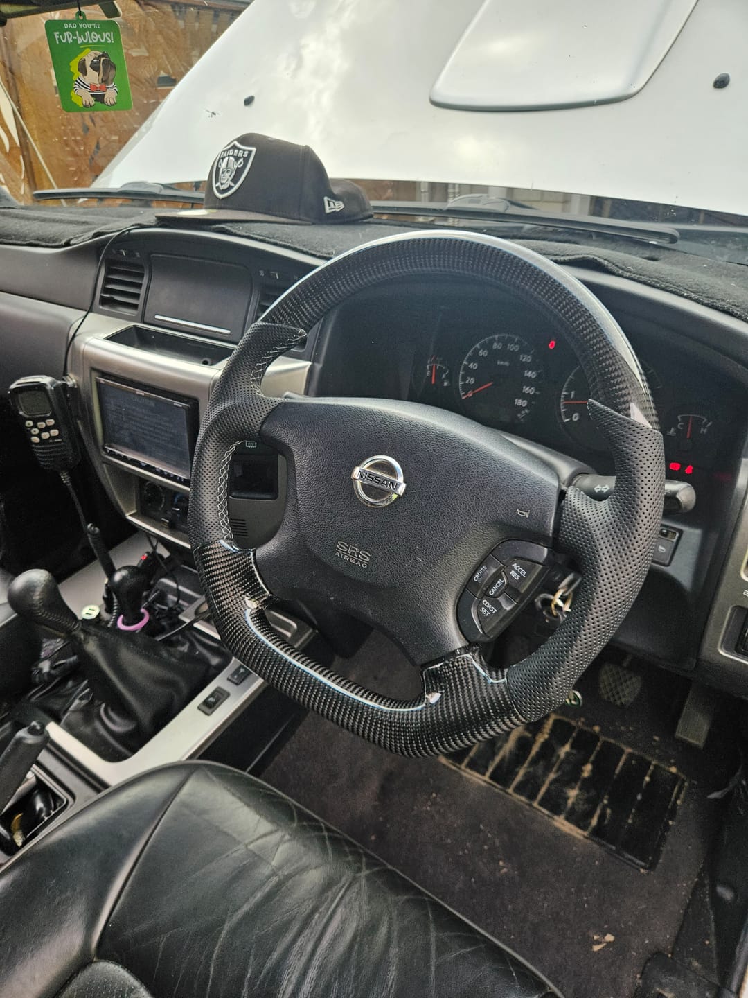 Nissan Patrol Gu Y61 Premium Steering Wheel - GENUINE Leather & Carbon